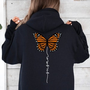 Personalized Monarch Butterfly Hoodie Custom Name Monarch Butterfly on ...