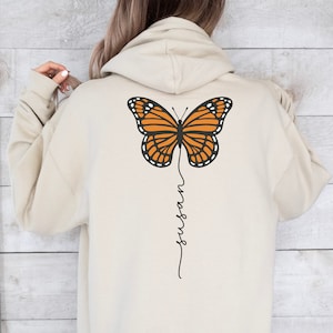 Personalized Monarch Butterfly Hoodie Custom Name Monarch Butterfly on ...