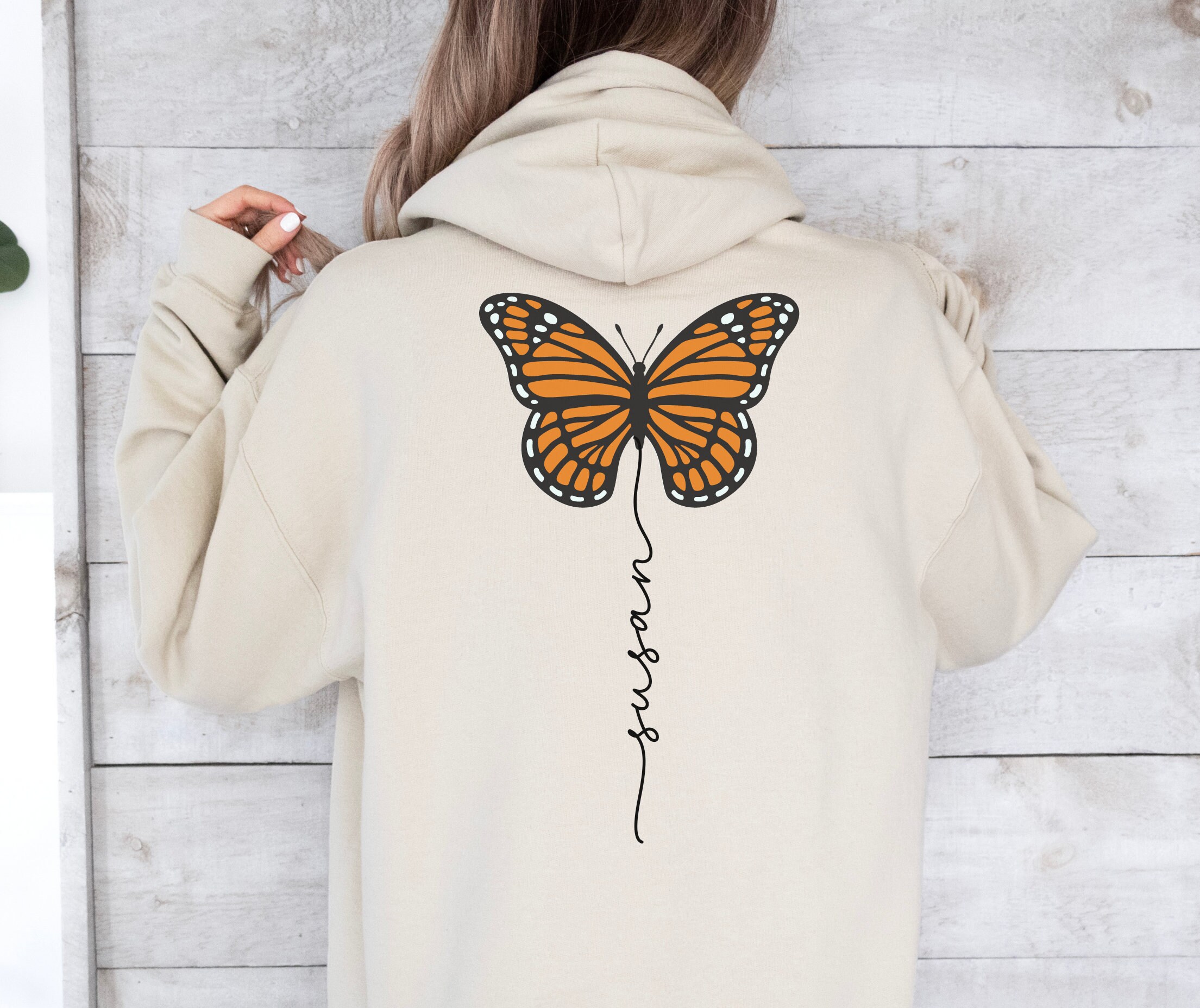 Personalized Monarch Butterfly Hoodie Custom Name Monarch Butterfly on ...