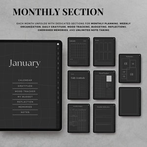 Goodnotes Undated Digital Planner, Dark Mode iPad Planner, Minimalist ...