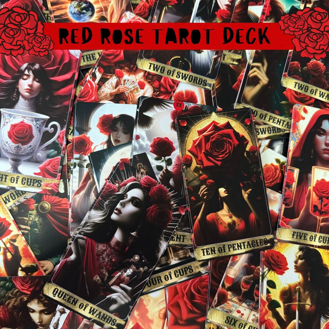 Red Rose Tarot Deck: 78 Cards With Tarot Pouch - Etsy