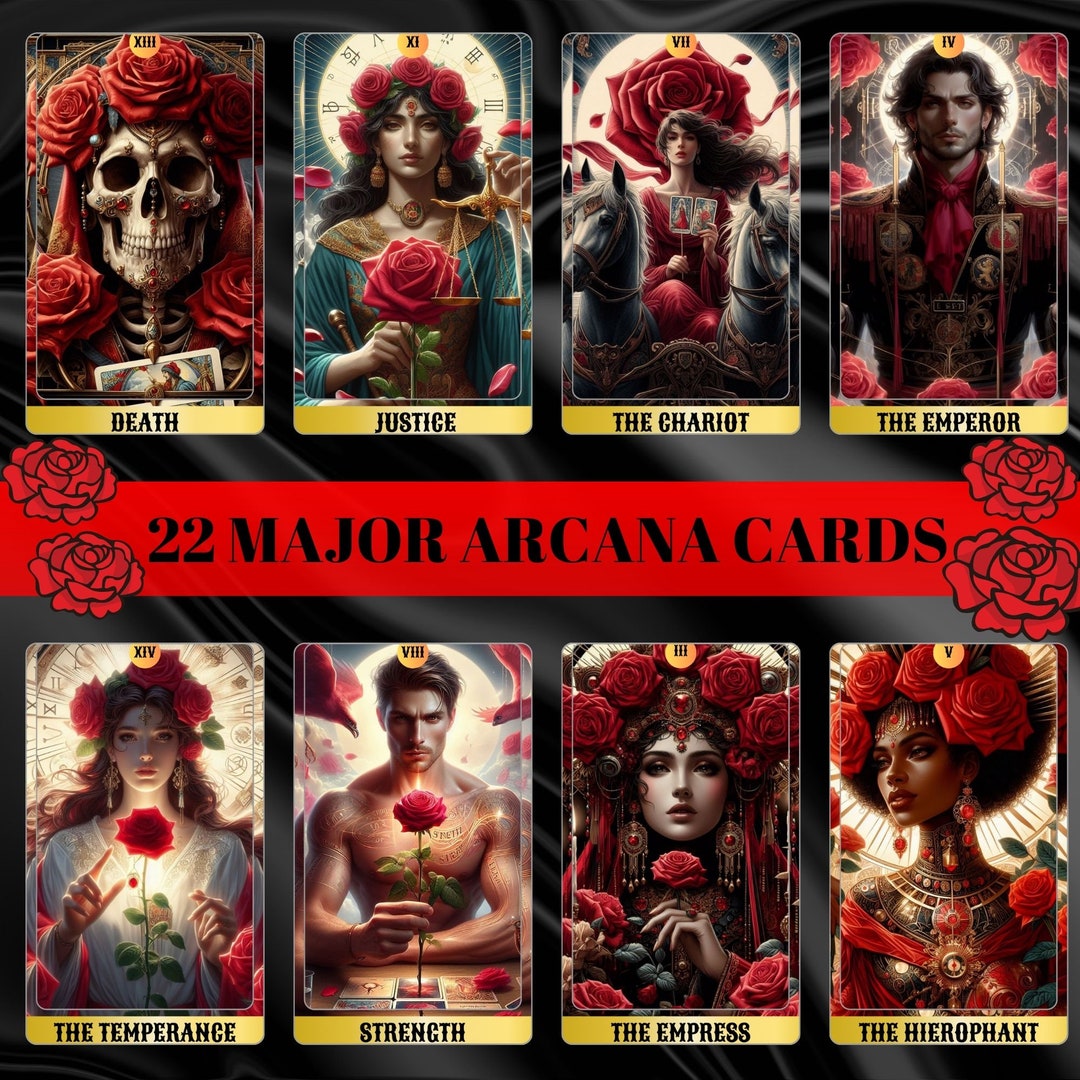 Red Rose 22 Major Arcana Tarot Cards,instant Spiritual Insights ...