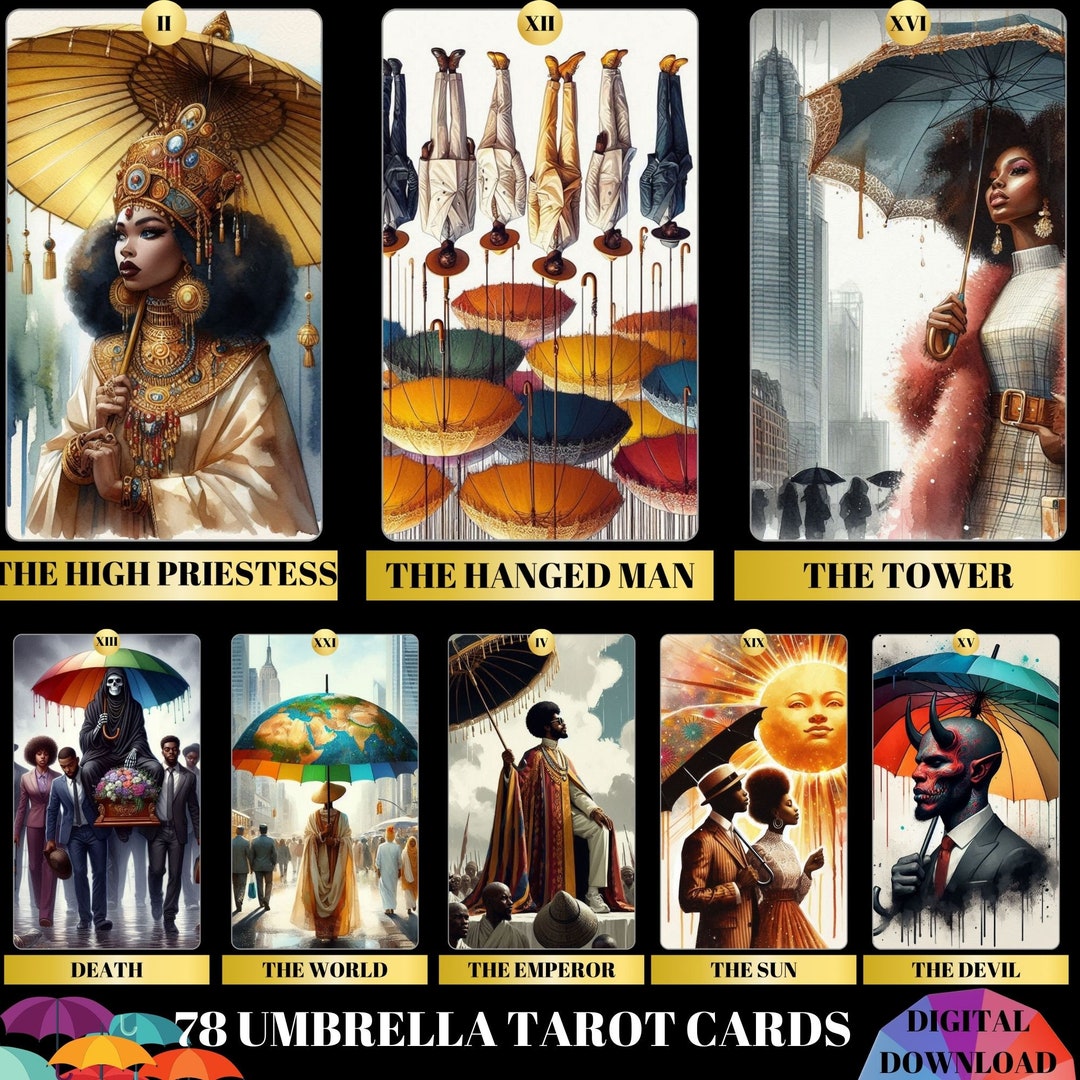 78 Tarot Cards Deck, Umbrella Theme 78 Tarot Cards, Printable Tarot ...