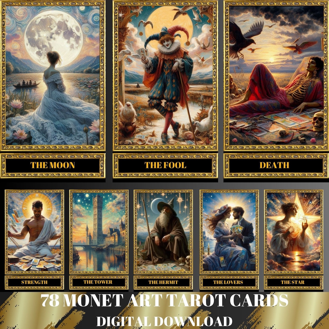 78 Tarot Cards Deck, Printable 78 Monet Theme Tarot Cards, Digital ...