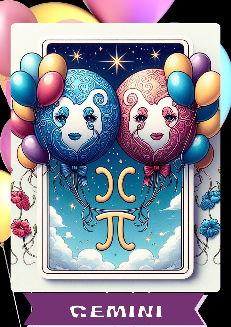 Balloon Zodiac Tarot Cards Clipart, 12 Zodiac Cards, Zodiac Design ...