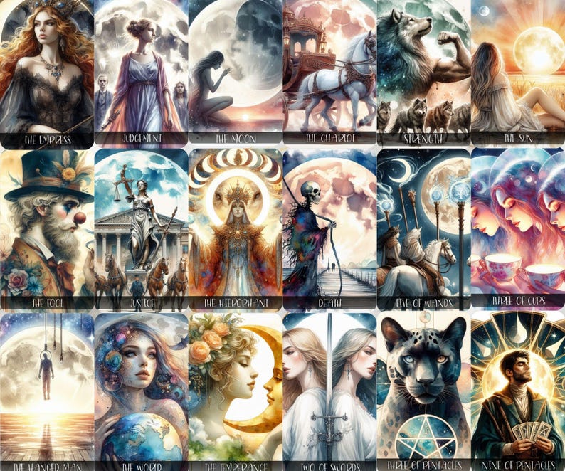 Moonlight Tarot Deck: 78 Mystical Cards With Pouch - Etsy