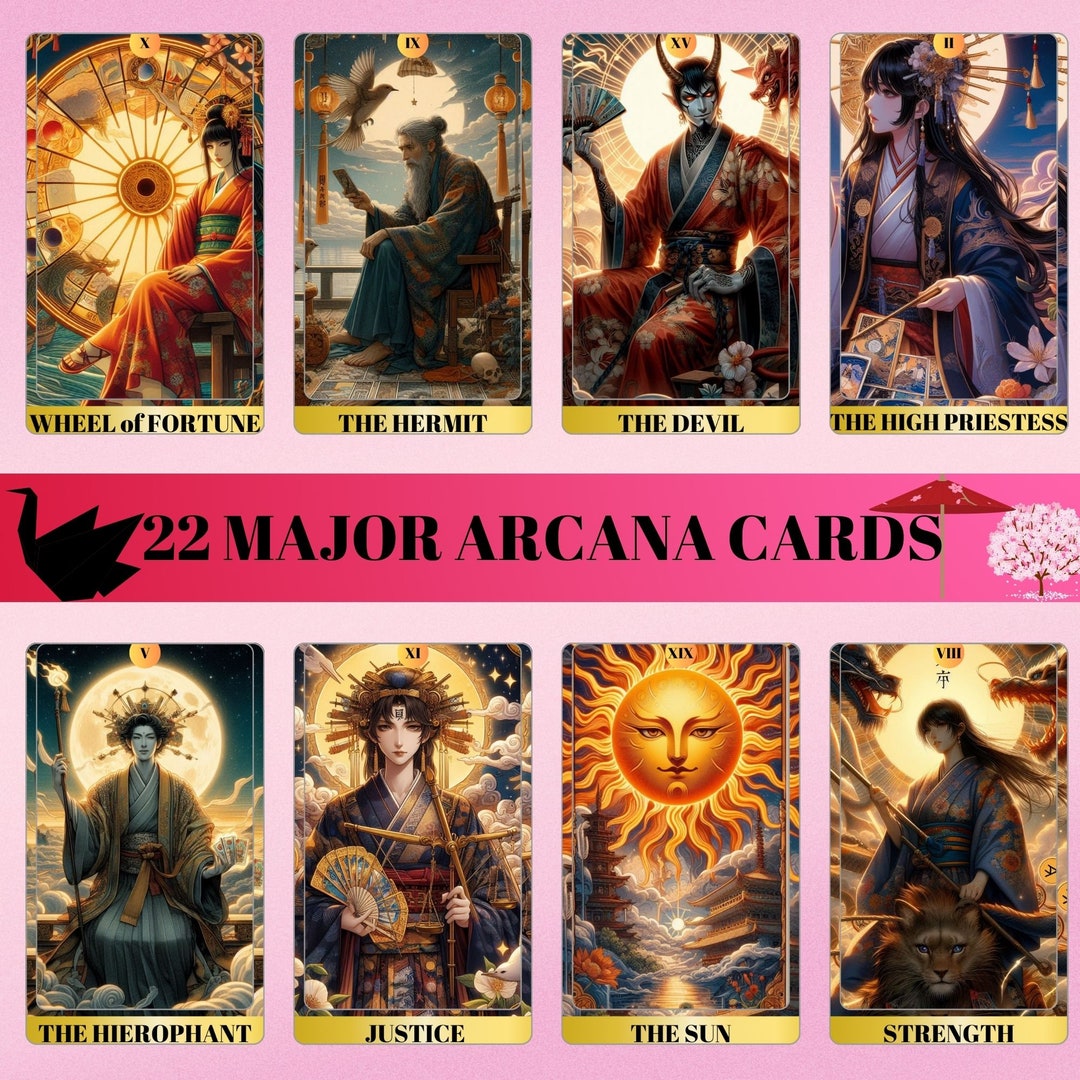Japanese Theme 22 Major Arcana Tarot Cards,instant Spiritual Insights ...