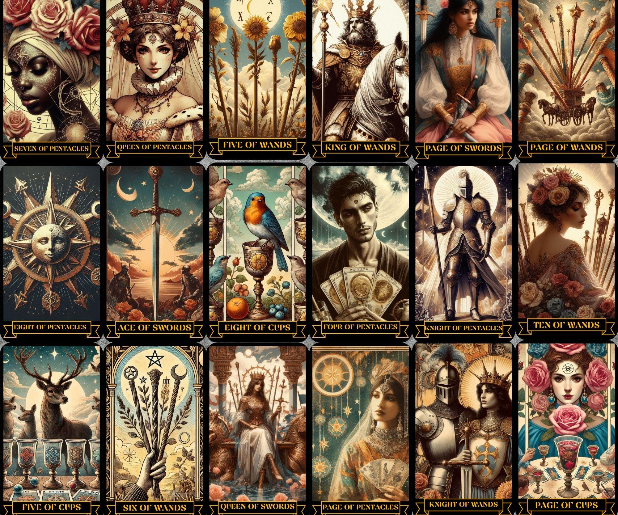 Vintage Medusa Tarot Deck: 78 Mystical Cards With Pouch - Etsy
