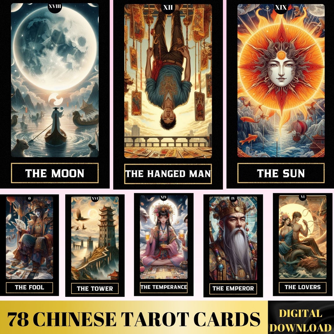78 Tarot Cards Deck, Chinese 78 Tarot Cards, Printable Oracle Deck ...