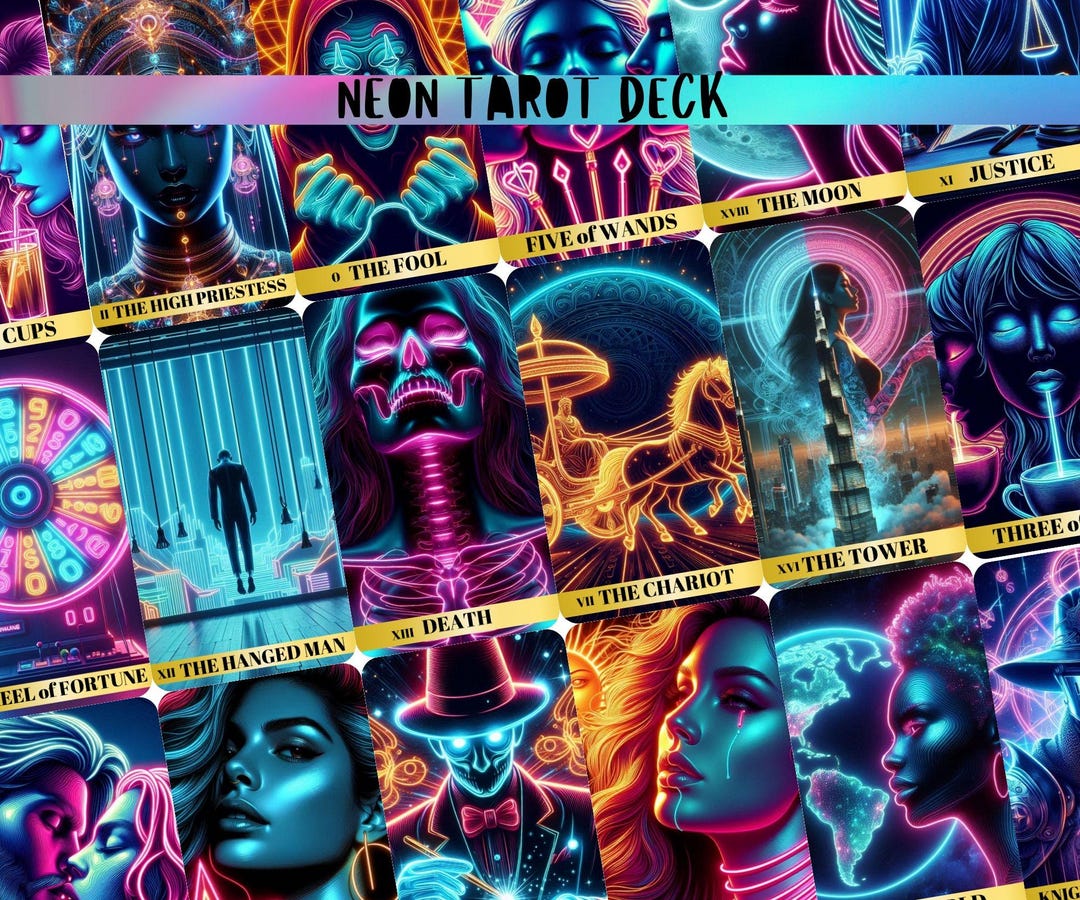 Neon Tarot Deck: 78-card Set With Pouch - Etsy UK