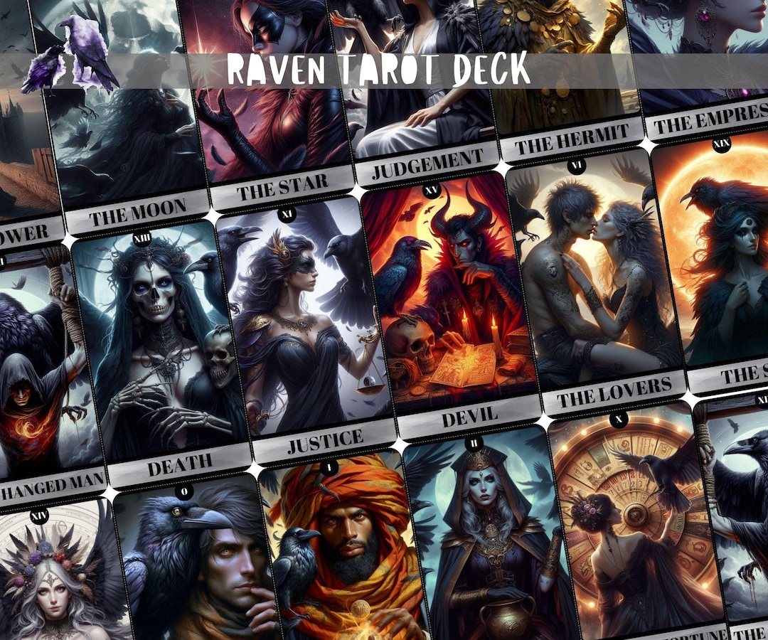 Raven Tarot Deck, 78 Tarot Cards Deck, Unique Tarot Deck, Shadowy Tarot ...