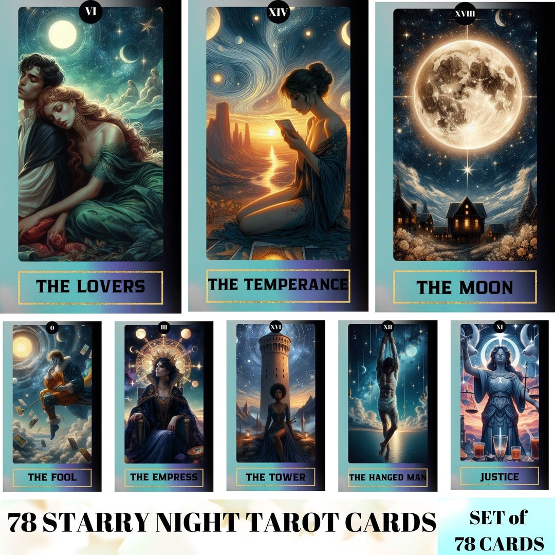 78 Starry Night Tarot Cards Deck (PNG Digital Download) - Etsy