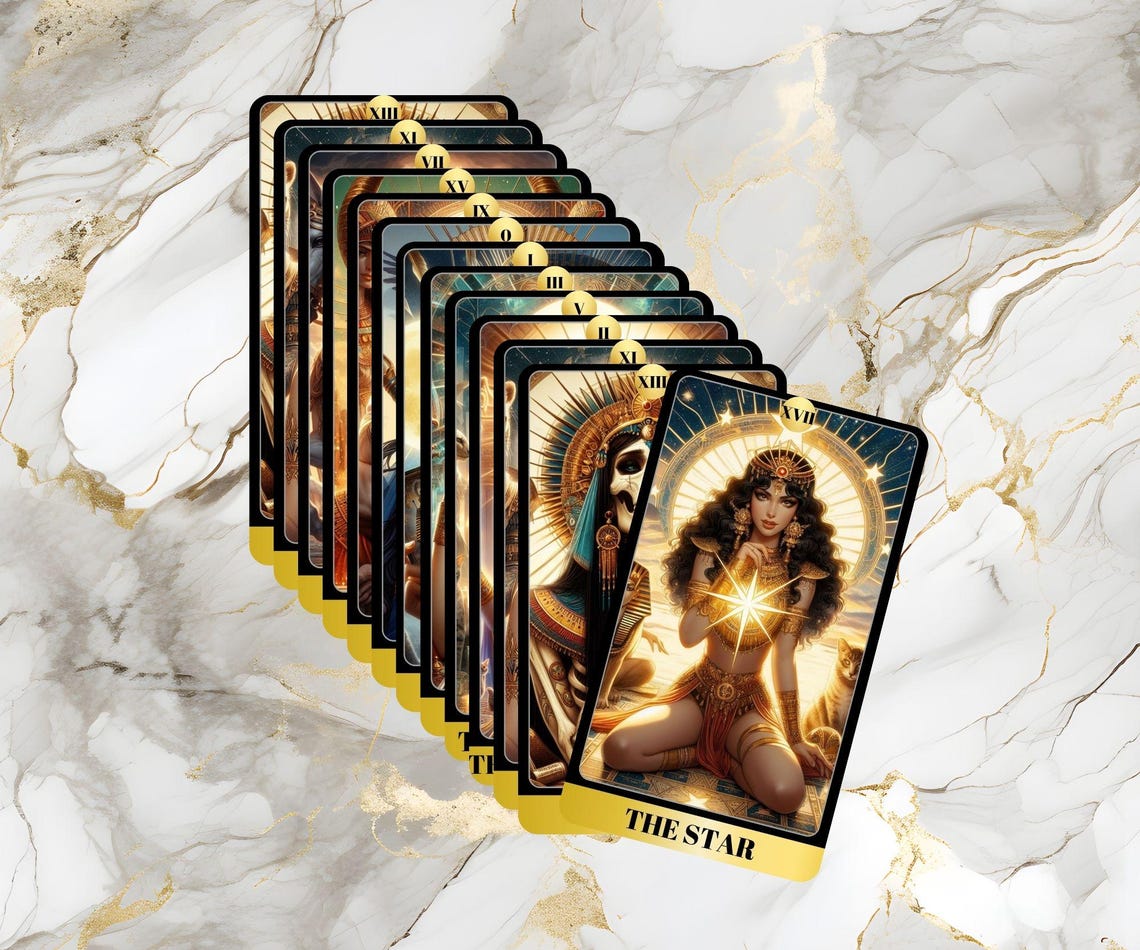 Cleopatra Tarot Deck: 78 Egyptian-themed Cards With Pouch - Etsy