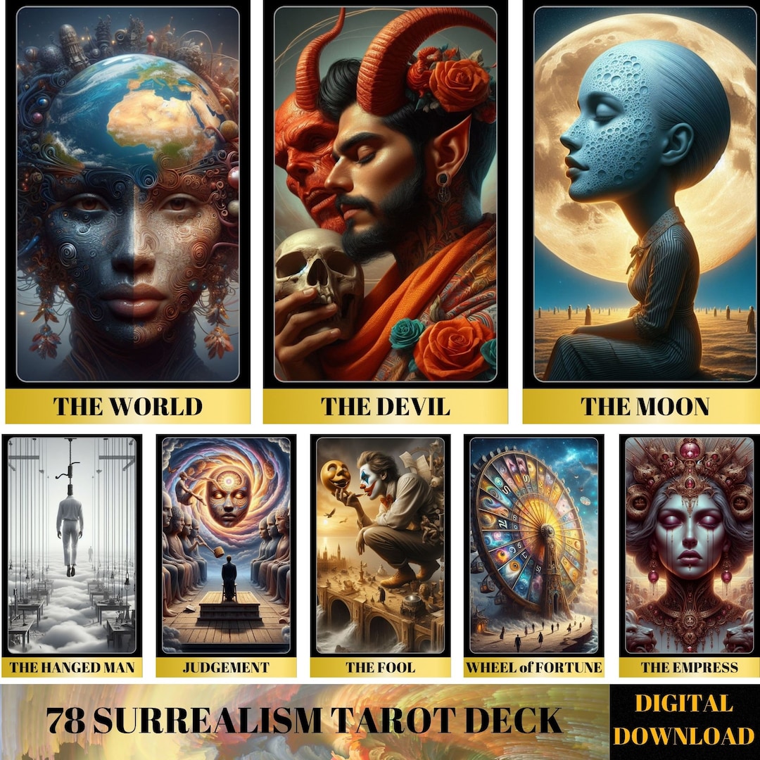 78 Tarot Cards Deck, Surrealism Tarot Cards, Printable Tarot Deck ...