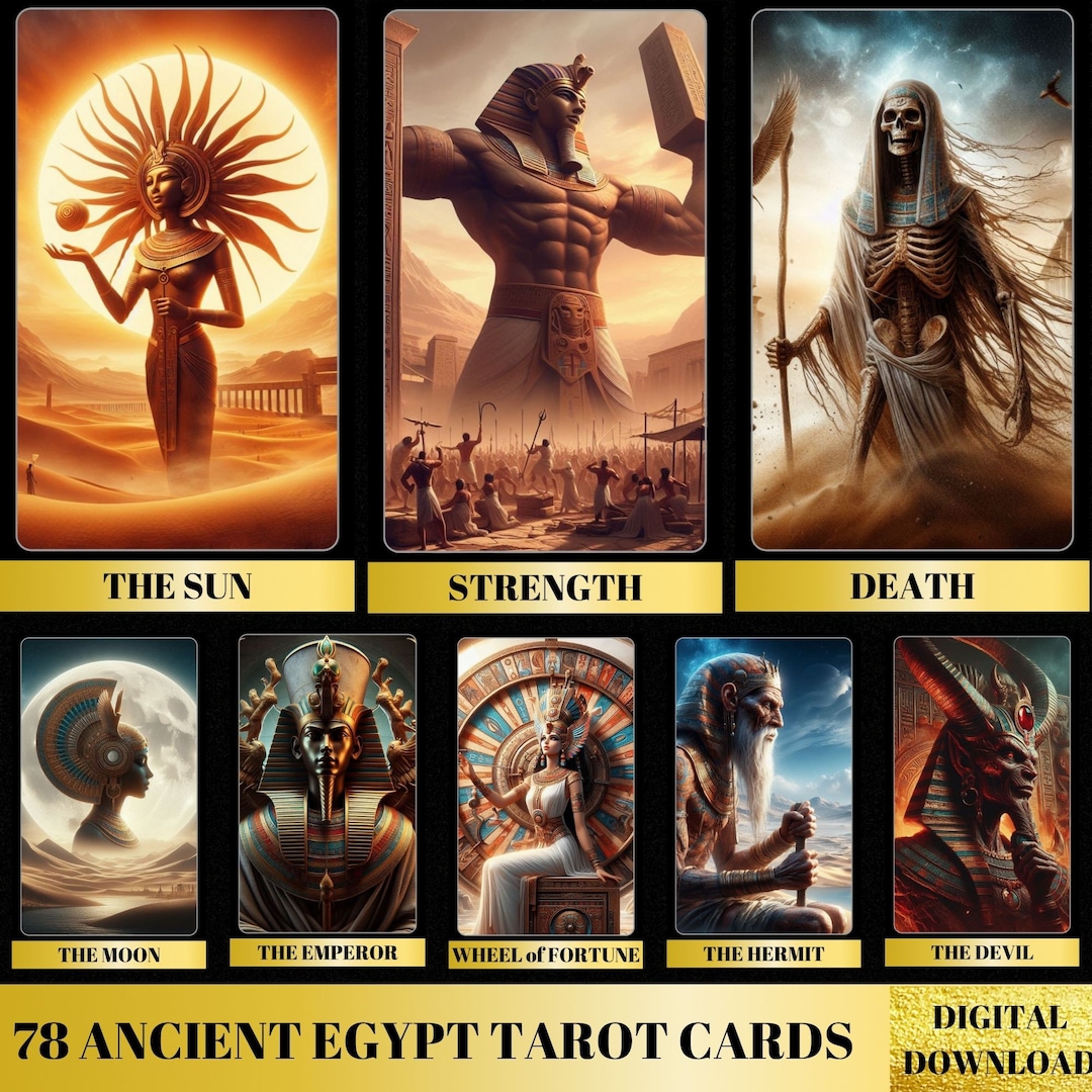78 Tarot Cards Deck, Ancient Egypt 78 Tarot Cards, Printable Tarot Deck ...