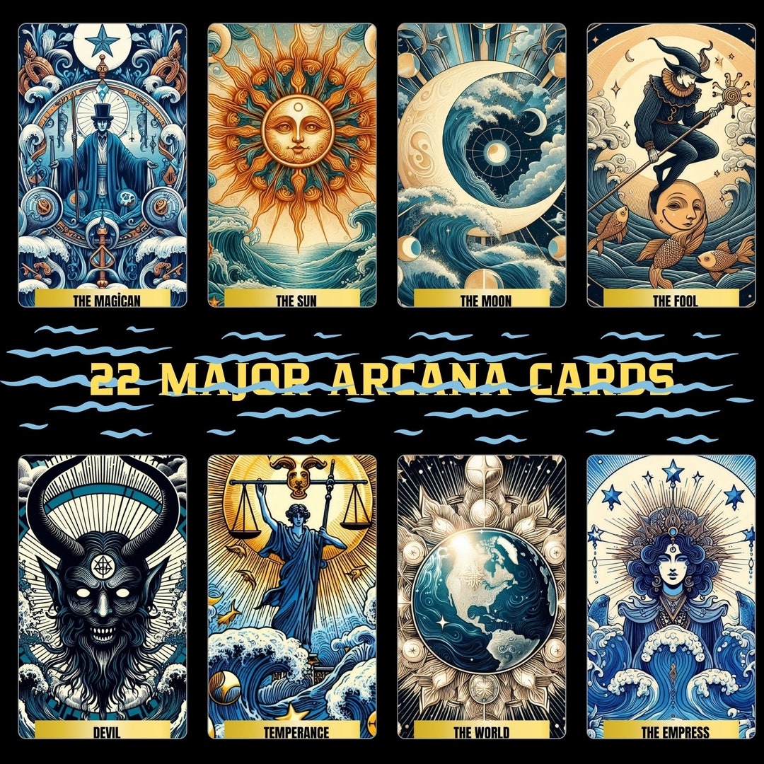 Printable Ocean Theme 22 Major Arcana Tarot Cards,instant Spiritual ...
