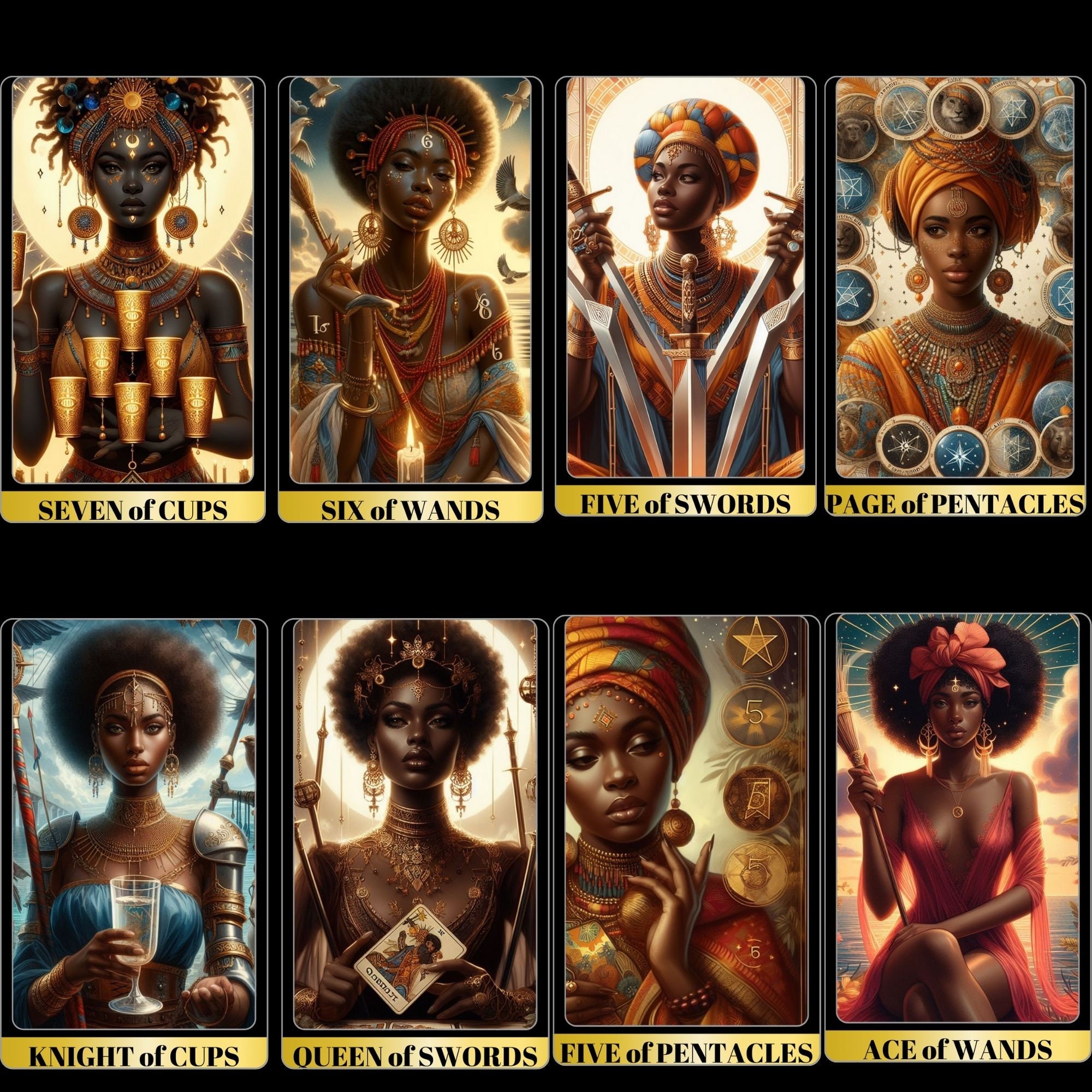 African Woman Tarot Card Deck: Afro Girl Art (digital Download) - Etsy