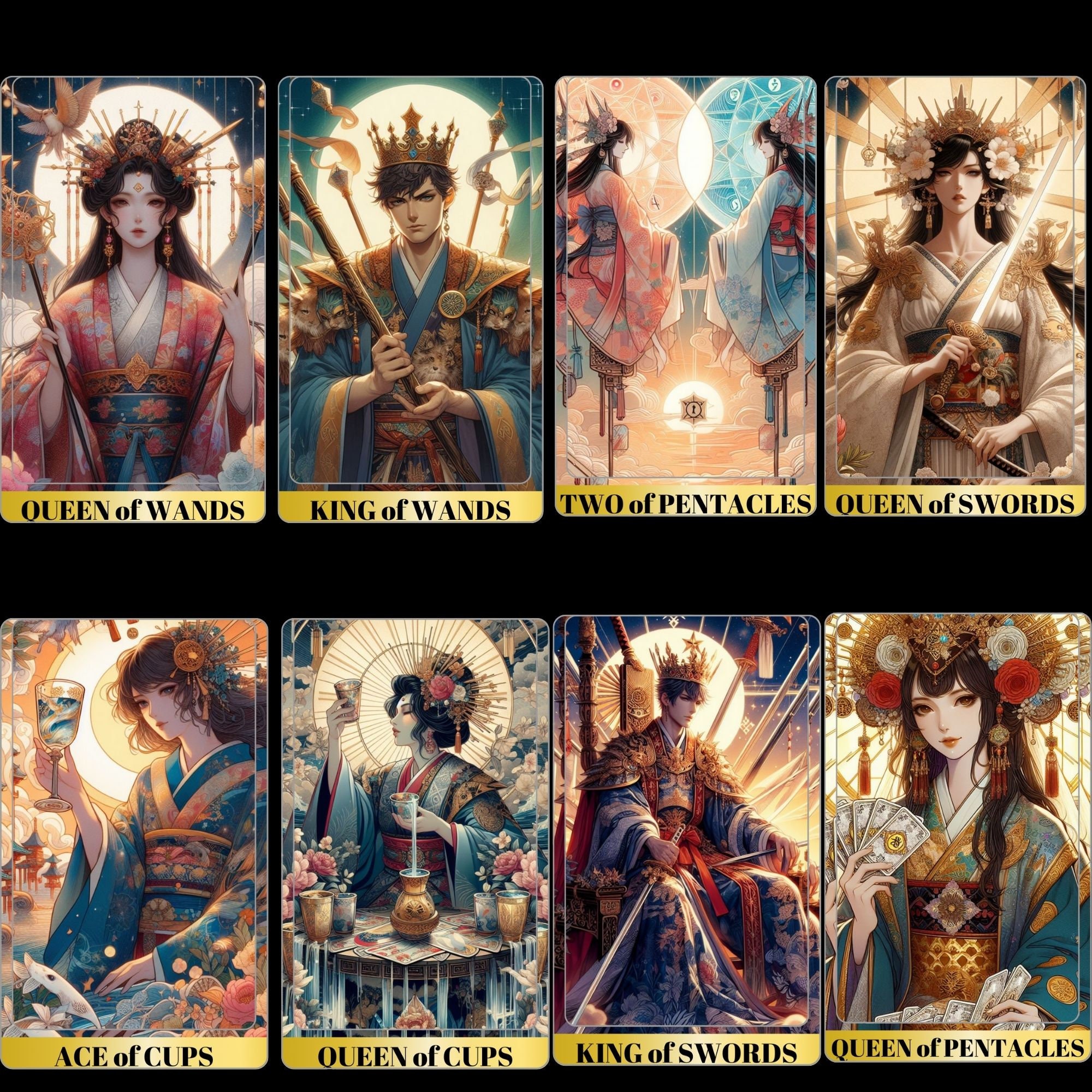 78 Tarot Cards Deck, Japanese Theme 78 Tarot Cards, Printable Oracle ...