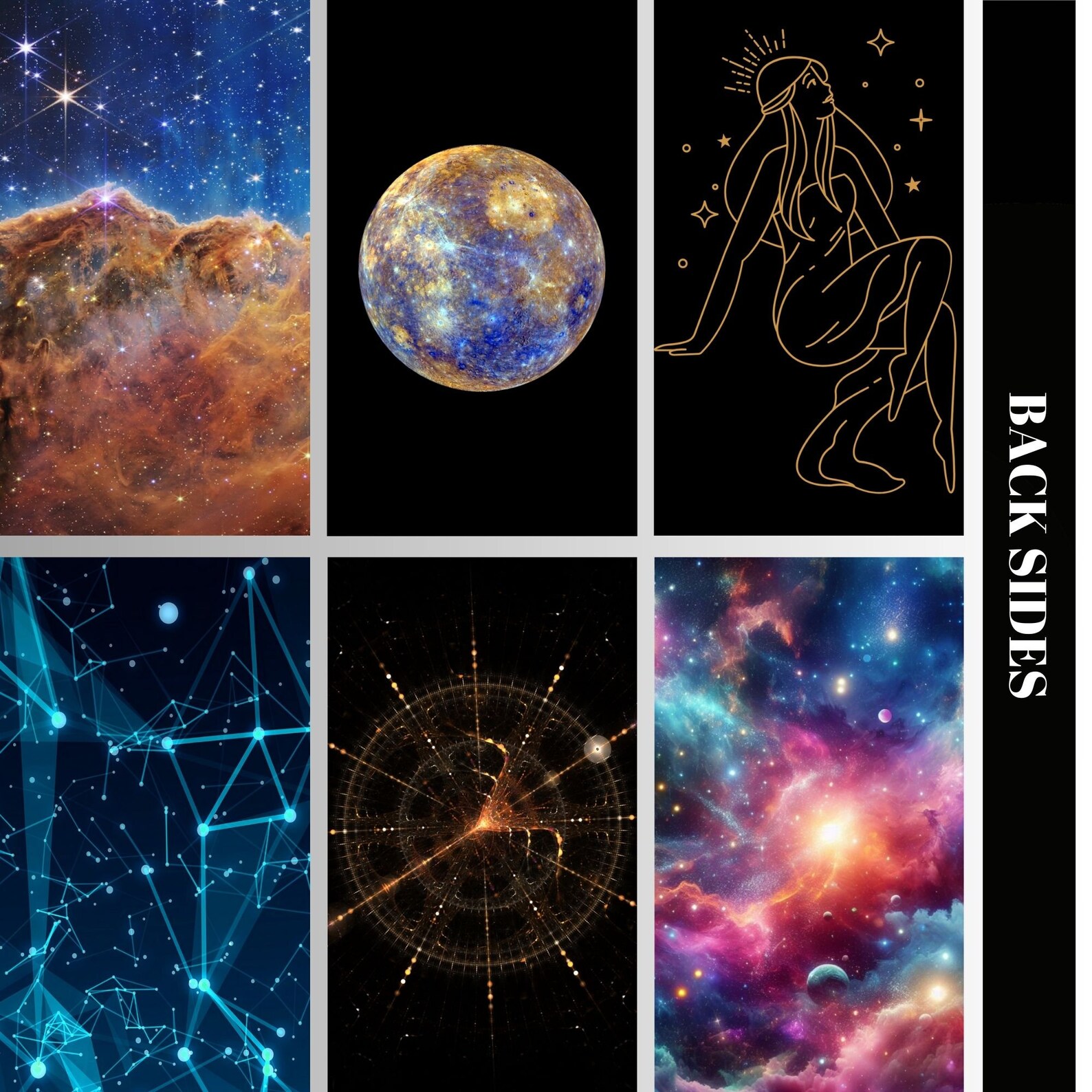 78 Tarot Cards Deck, Cosmic Theme Tarot Cards, Printable Tarot Deck ...