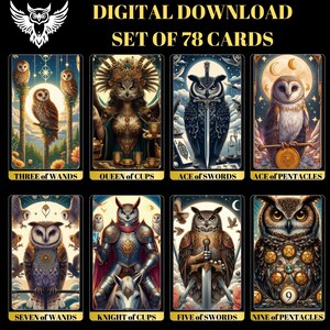 78 Tarot Cards Deck, Owl Theme 78 Tarot Cards, Printable Tarot Deck ...