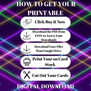 78 Tarot Cards Deck, Neon Tarot Cards, Digital Printable Tarot Cards, Tarot Deck Beginner ...