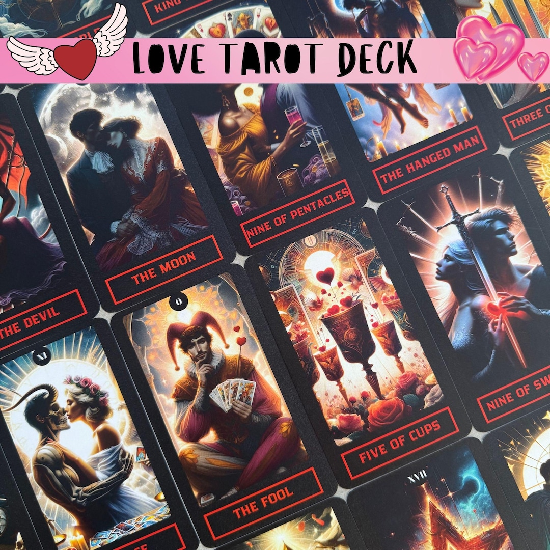 Love Tarot Deck, 78 Tarot Cards Deck, Unique Tarot Deck, Mystical Tarot Deck, Romantic Tarot ...