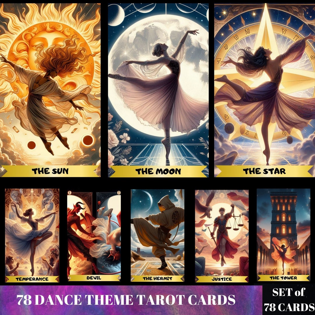 78 Tarot Cards Deck, Dance Theme 78 Tarot Cards, Printable Oracle Deck ...