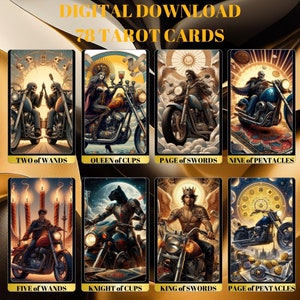 78 Tarot Cards Deck, Printable 78 Motorcycle Tarot Cards - Biker Tarot ...
