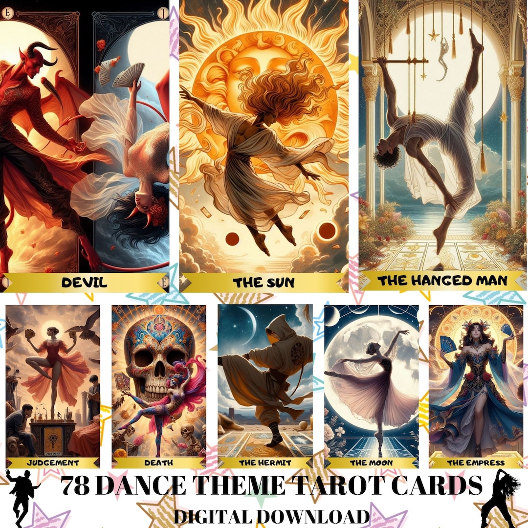 78 Tarot Cards Deck, Dance Theme 78 Tarot Cards, Printable Tarot Deck ...