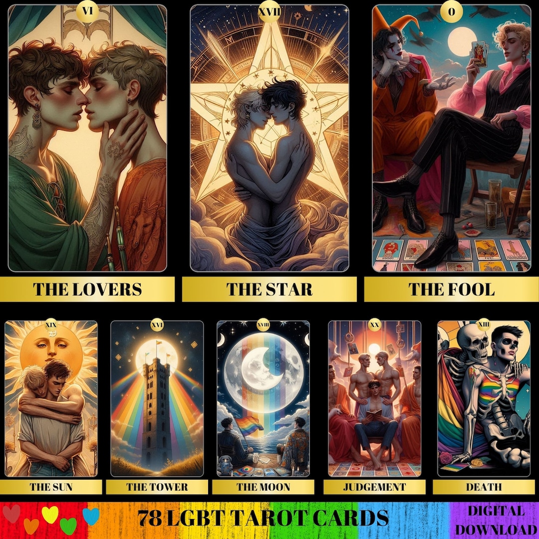78 LGBT Tarot Cards Deck: Printable Pride Tarot (digital Download) - Etsy