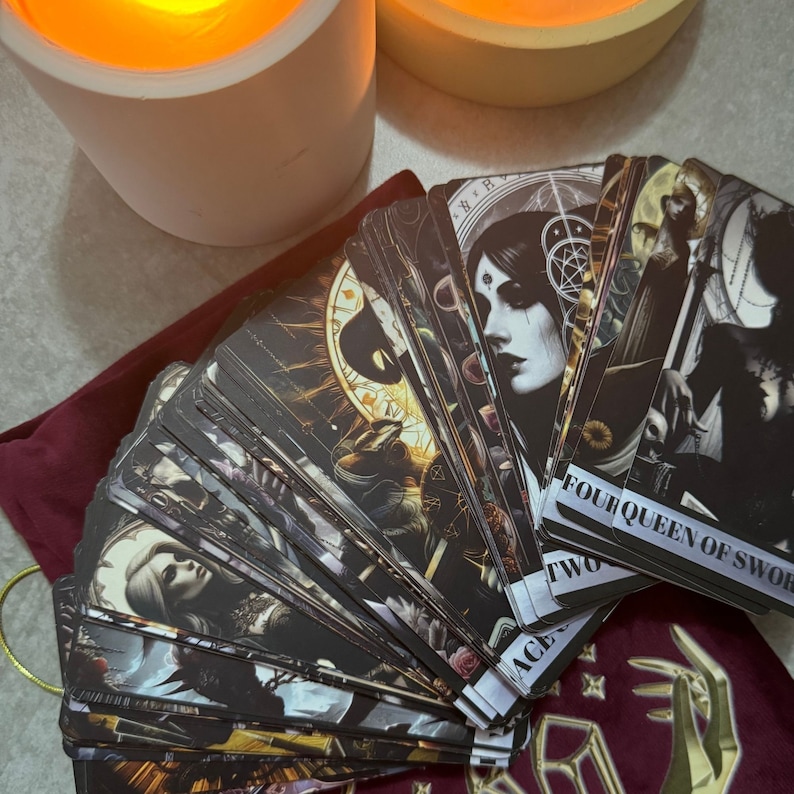Gothic Tarot Deck: 78 Shadowy Art Cards With Pouch - Etsy
