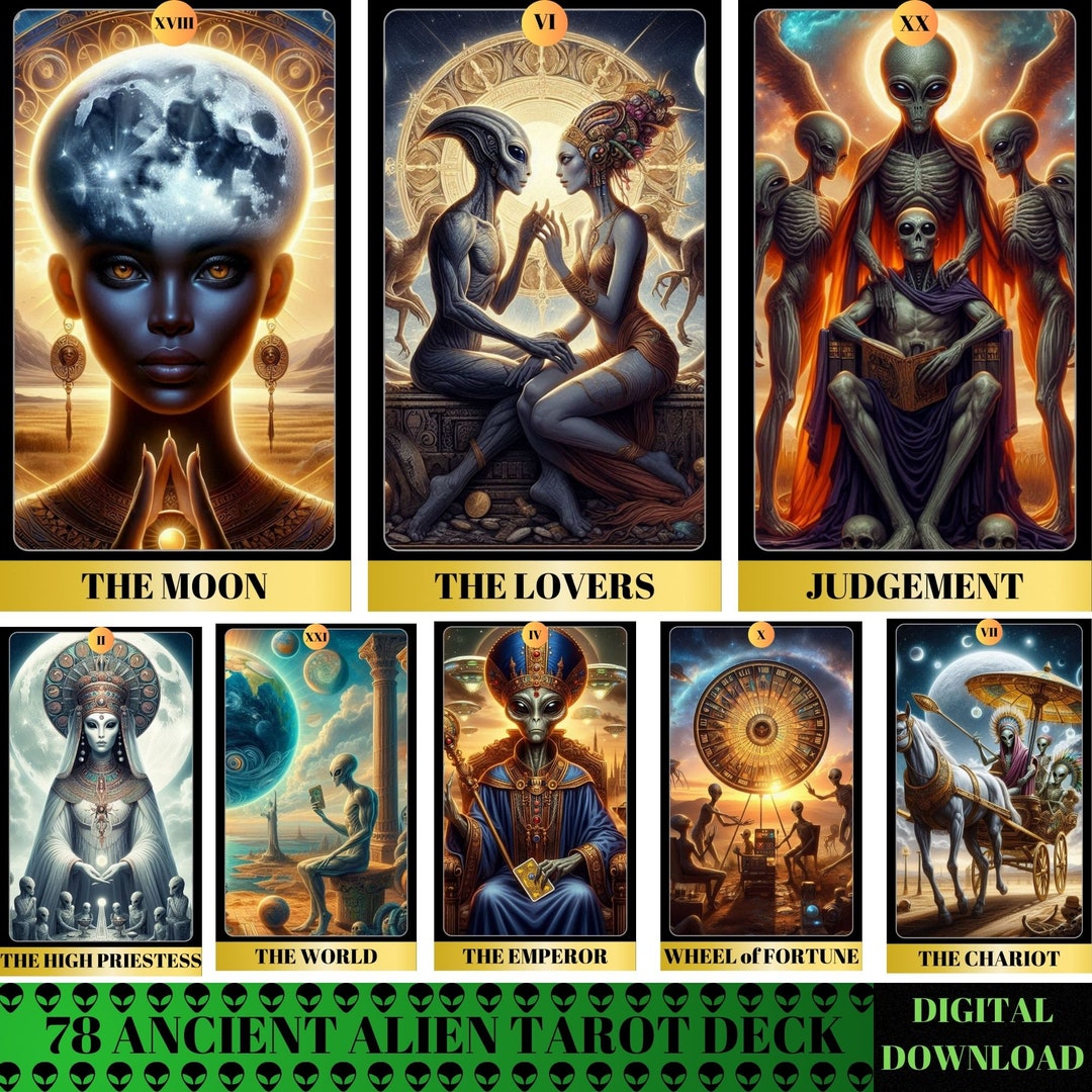 78 Tarot Cards Deck, Ancient Alien Tarot Cards, Printable Tarot Deck ...