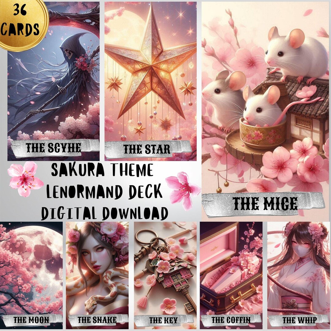 Sakura Lenormand Deck: 36 Printable Tarot Cards (digital Download) - Etsy