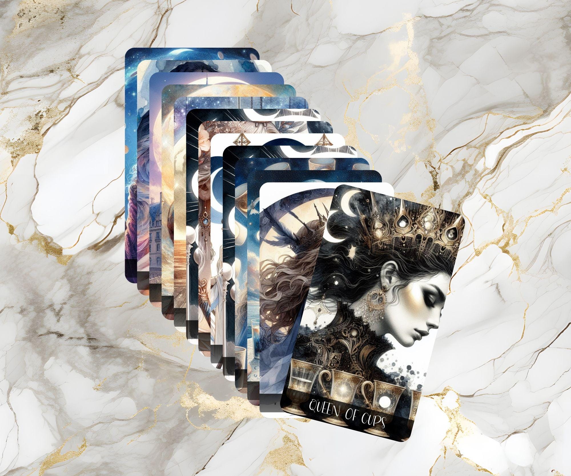 Moonlight Tarot Deck: 78 Mystical Cards With Pouch - Etsy