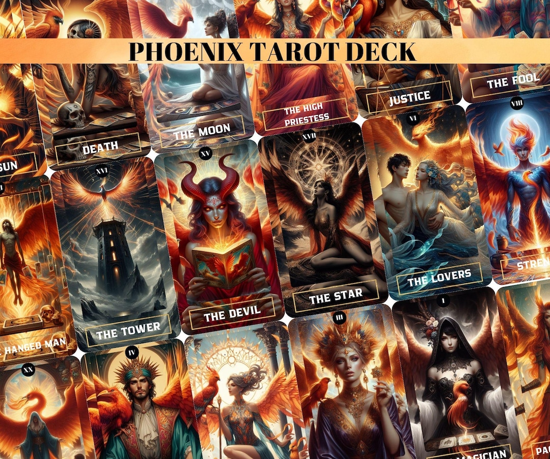 Phoenix Tarot Deck, 78 Tarot Cards Deck and Pouch, Unique Tarot Deck ...