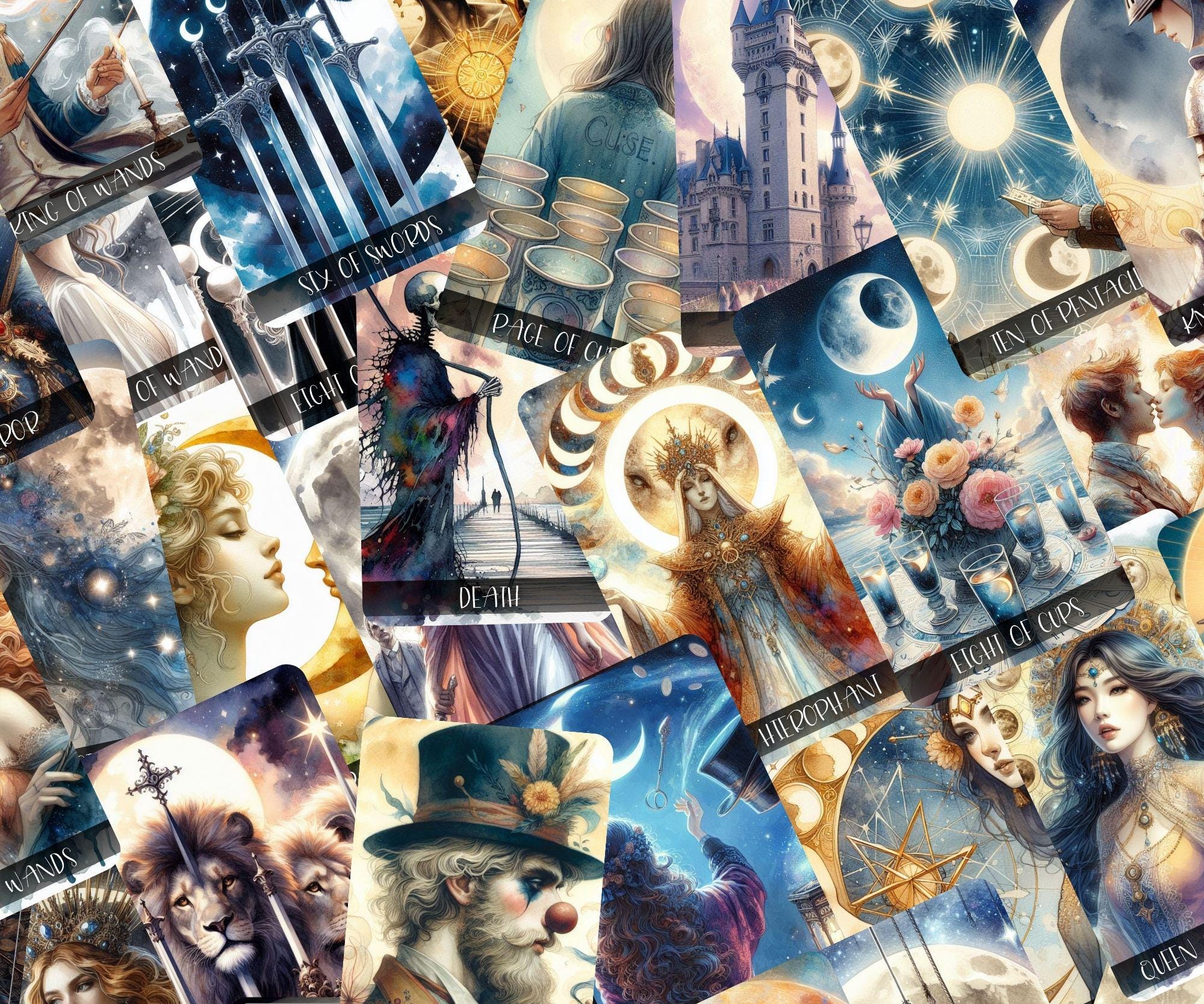 Moonlight Tarot Deck: 78 Mystical Cards With Pouch - Etsy
