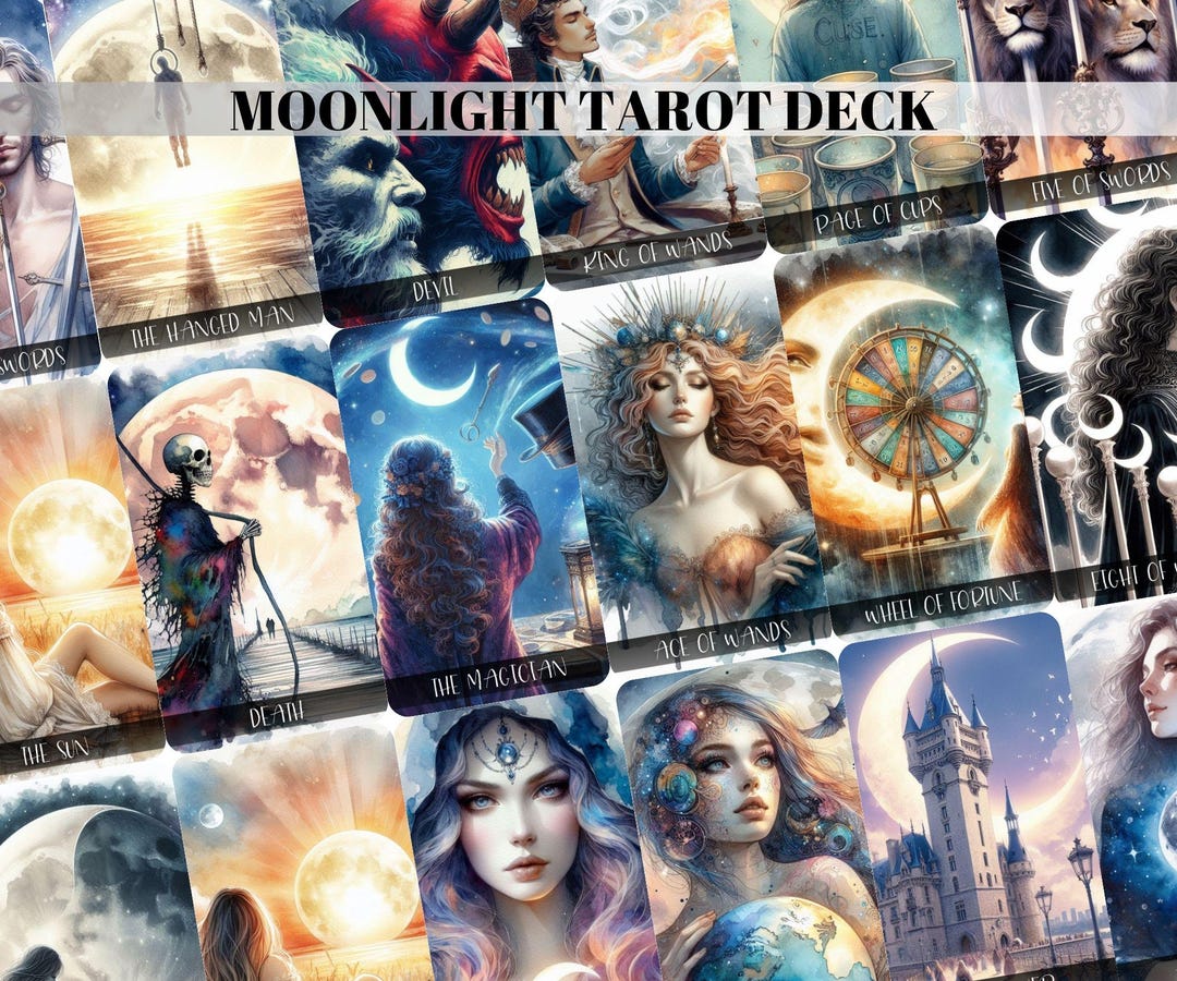 Moonlight Tarot Deck: 78 Mystical Cards With Pouch - Etsy