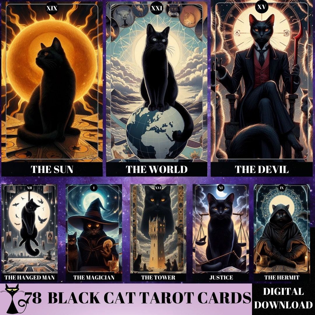 Black Cat Tarot Deck: 78 Mystical Cards (digital Download) - Etsy
