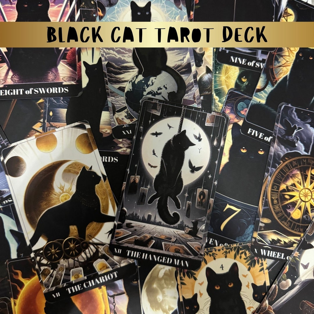 Black Cat Tarot Deck, 78 Tarot Cards Deck, Unique Tarot Deck, Shadowy ...
