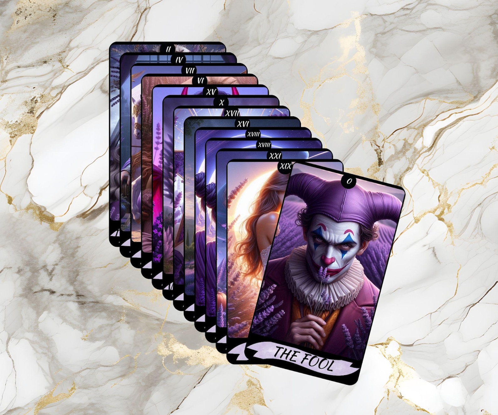 Lavender Tarot Deck: 78 Floral Cards With Tarot Pouch - Etsy