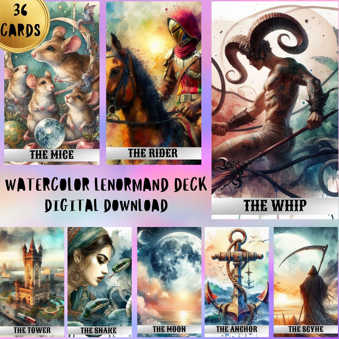 Watercolor Lenormand Tarot Deck: 36 Cards (digital Download) - Etsy