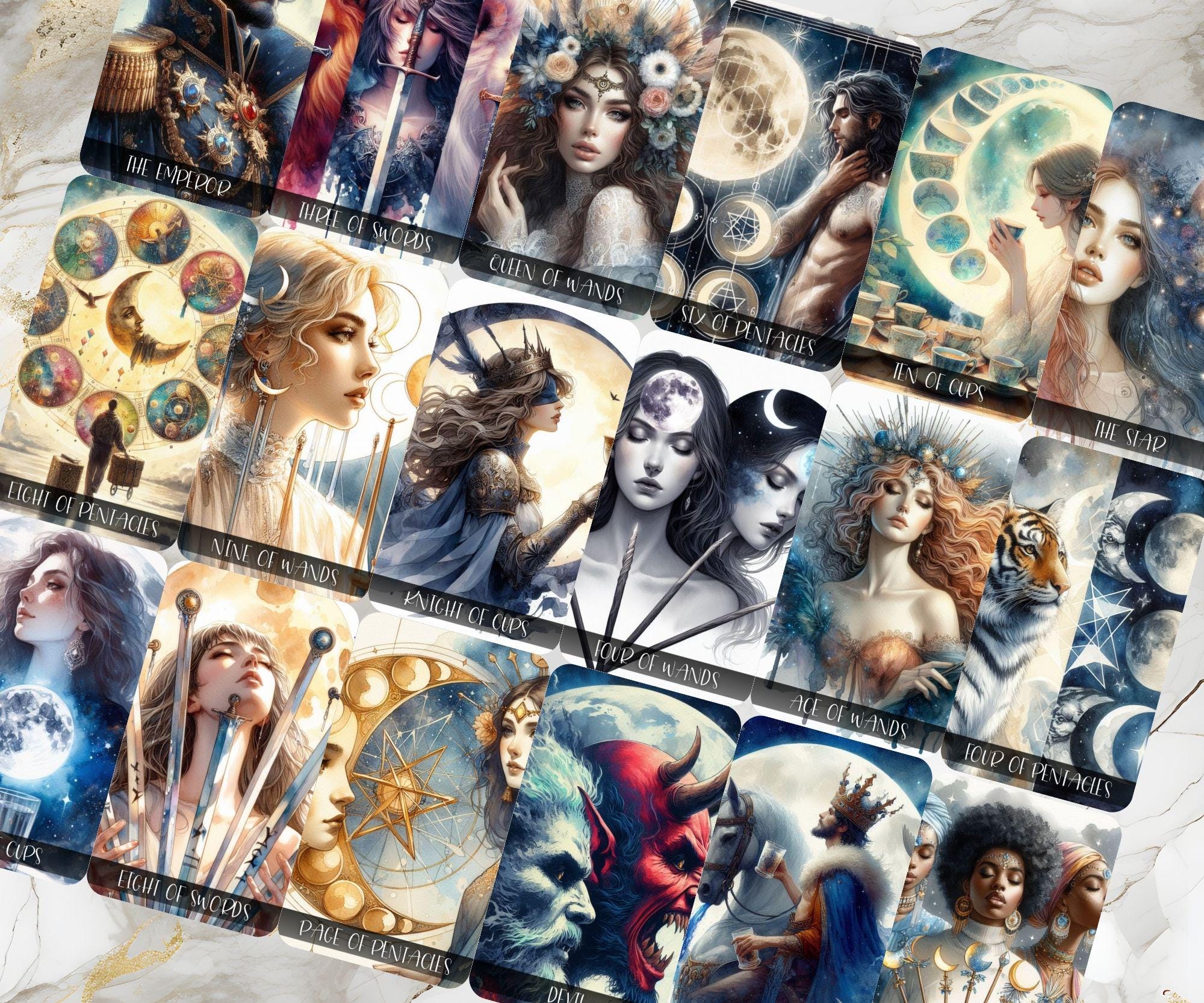 Moonlight Tarot Deck: 78 Mystical Cards With Pouch - Etsy