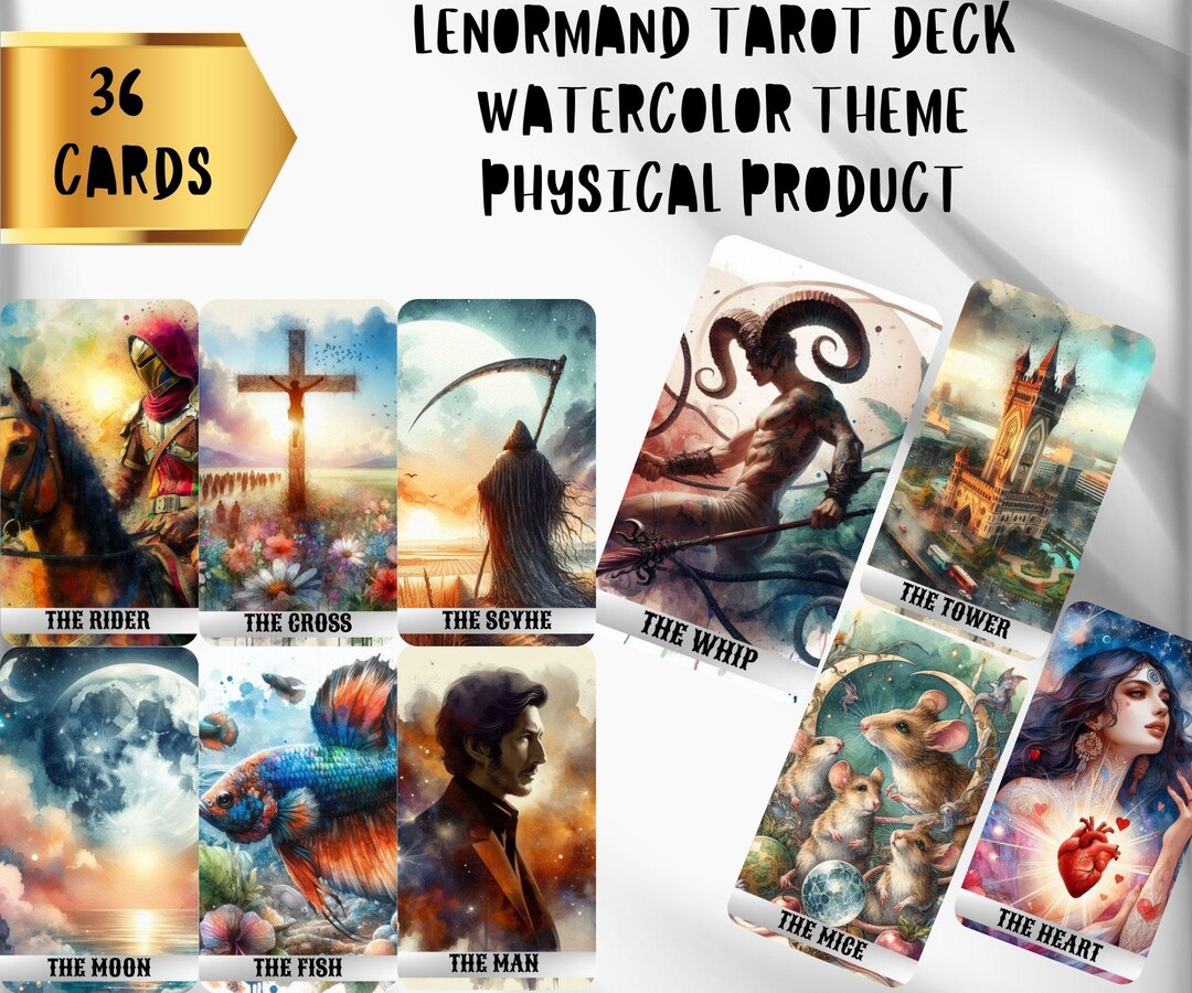 Watercolor Lenormand Deck, 36 Lenormand Cards Deck, Unique Tarot Deck ...