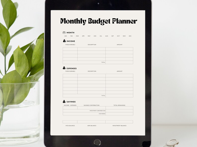 Monthly Budget Planner, Personal Budget, Minimalist Planner, Paycheck ...
