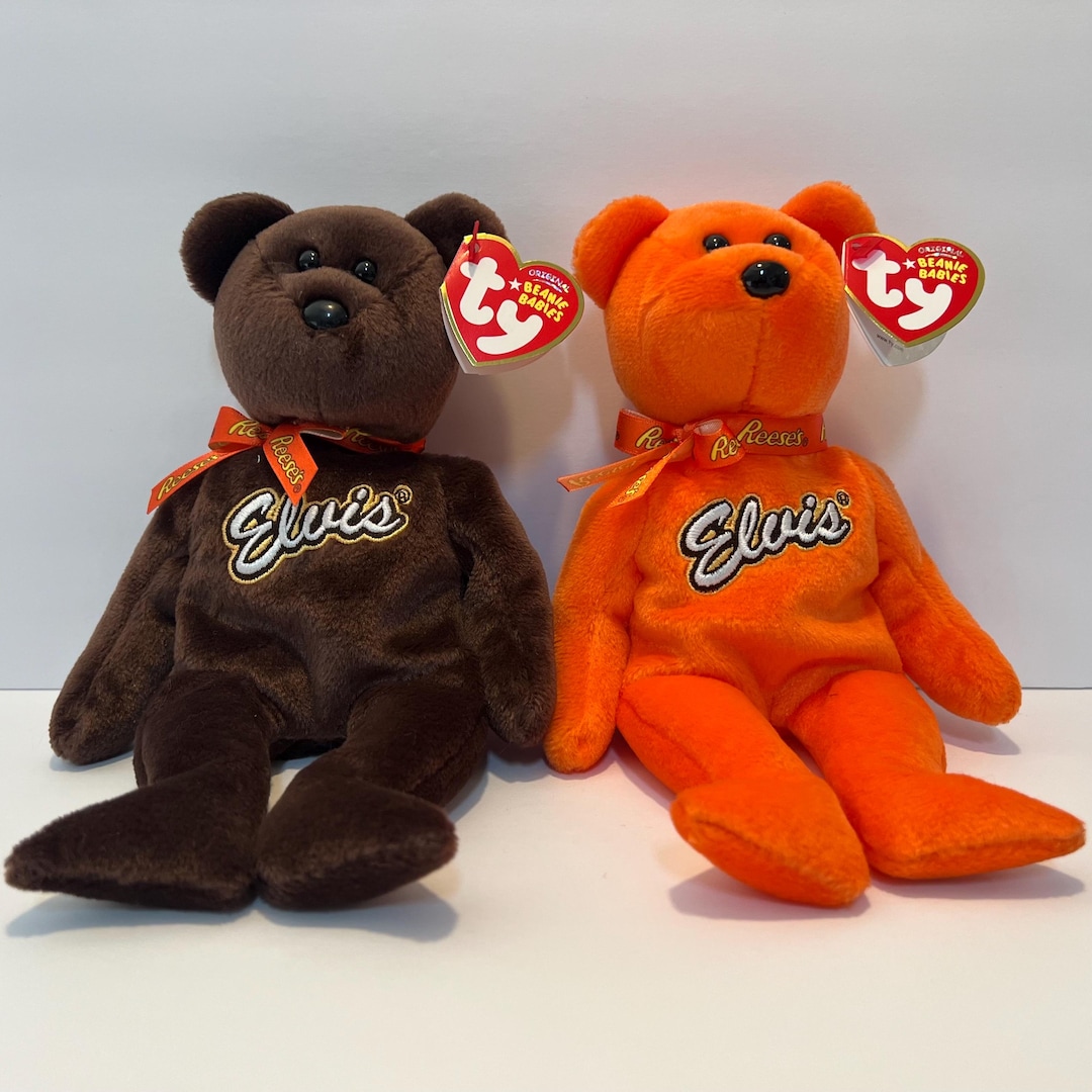 Ty Beanie Baby Set of 2 COCO PRESLEY Brown & Orange Elvis Presley Bears ...