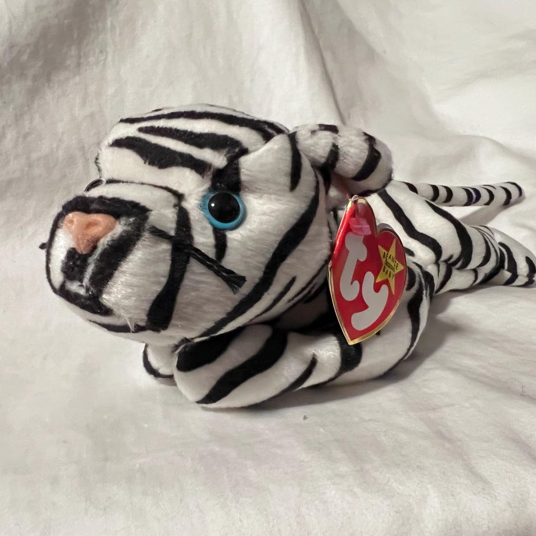 Ty Beanie Baby Blizzard: Vintage White Tiger Plushie - Etsy