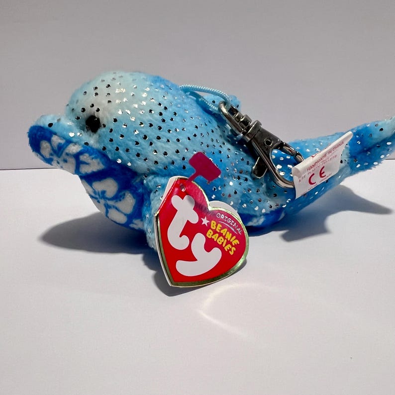 TY Beanie Baby DOCKS the Blue Dolphin Key Hook NWT Vintage Plush ...