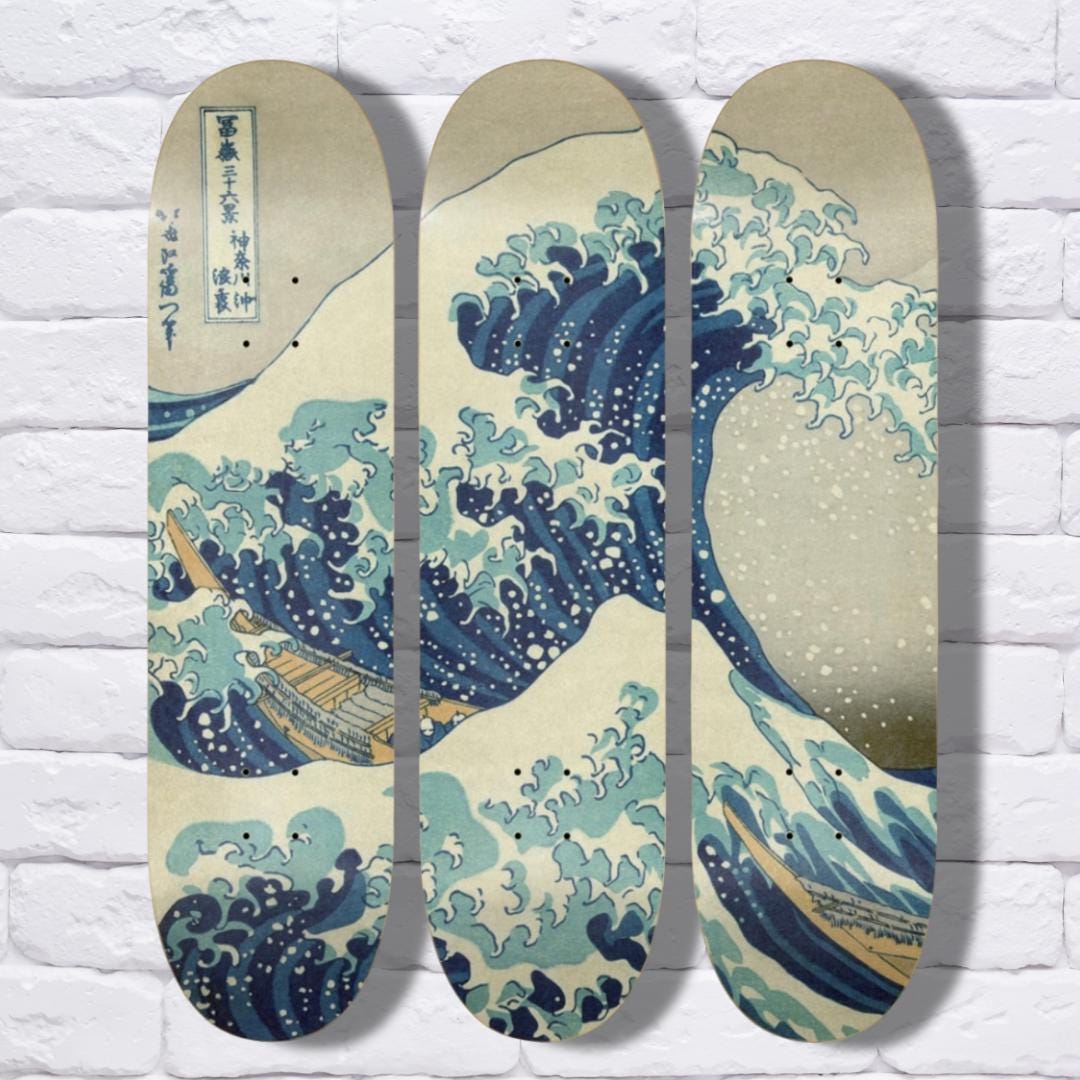 Wave Skateboard Deck Wall Art: Japanese Triptych - Etsy
