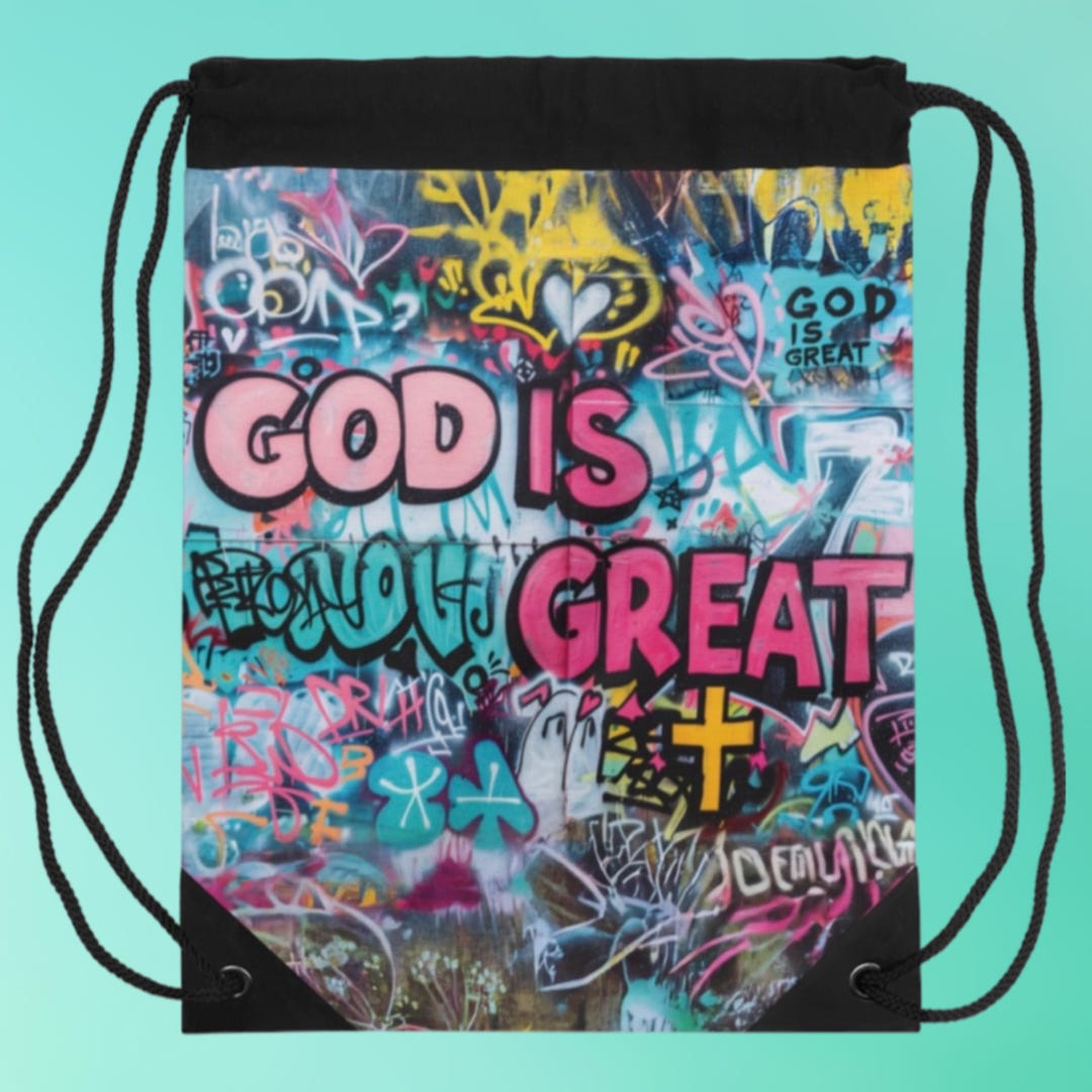 God is Good Drawstring Bag, Graffiti Book Bag for Him Her, Religious ...
