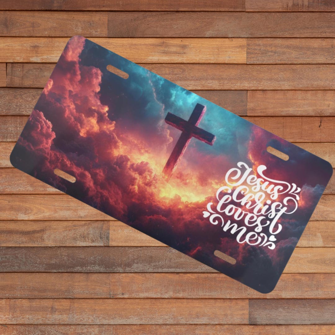 Christian License Plate: Jesus Loves Me, Religious Car Decor - Etsy